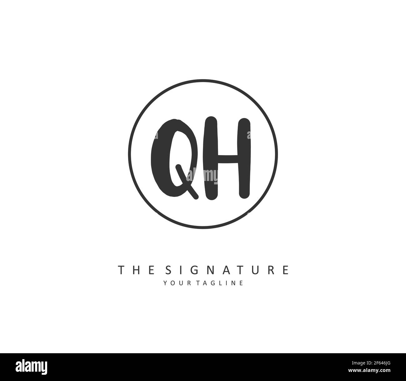 Q H QH Initial letter handwriting and signature logo. A concept ...
