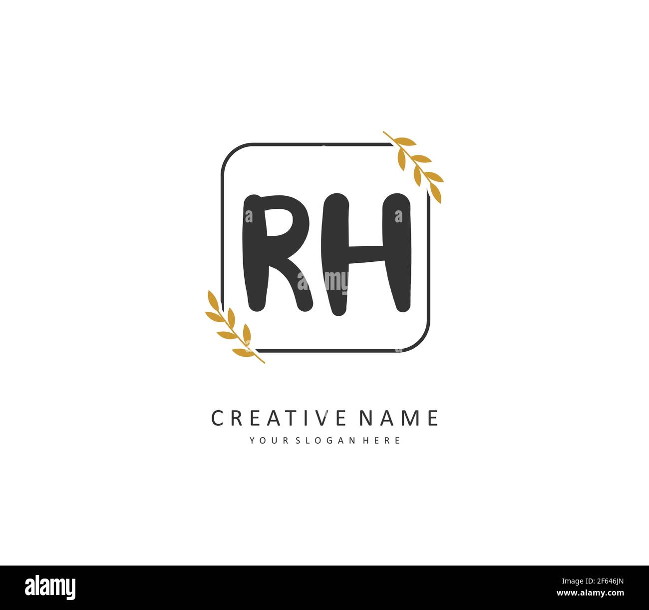 R H RH Initial letter handwriting and signature logo. A concept ...