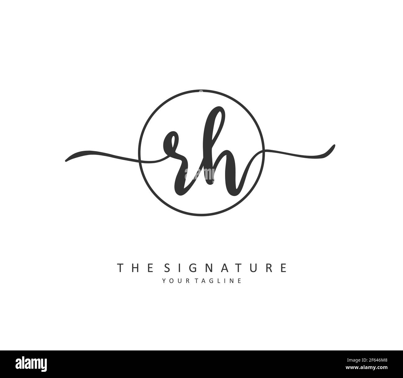 R H RH Initial letter handwriting and signature logo. A concept ...