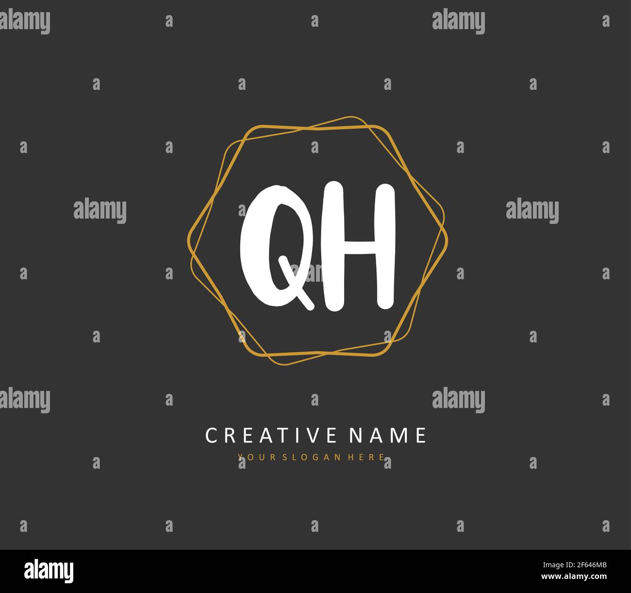 Q H QH Initial letter handwriting and signature logo. A concept ...