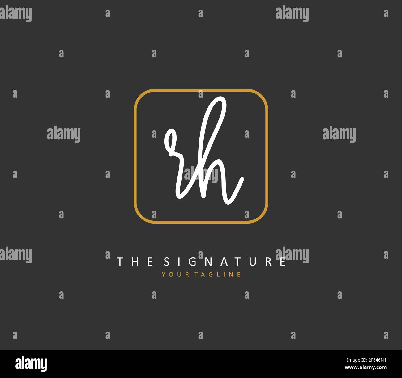 R H RH Initial letter handwriting and signature logo. A concept ...