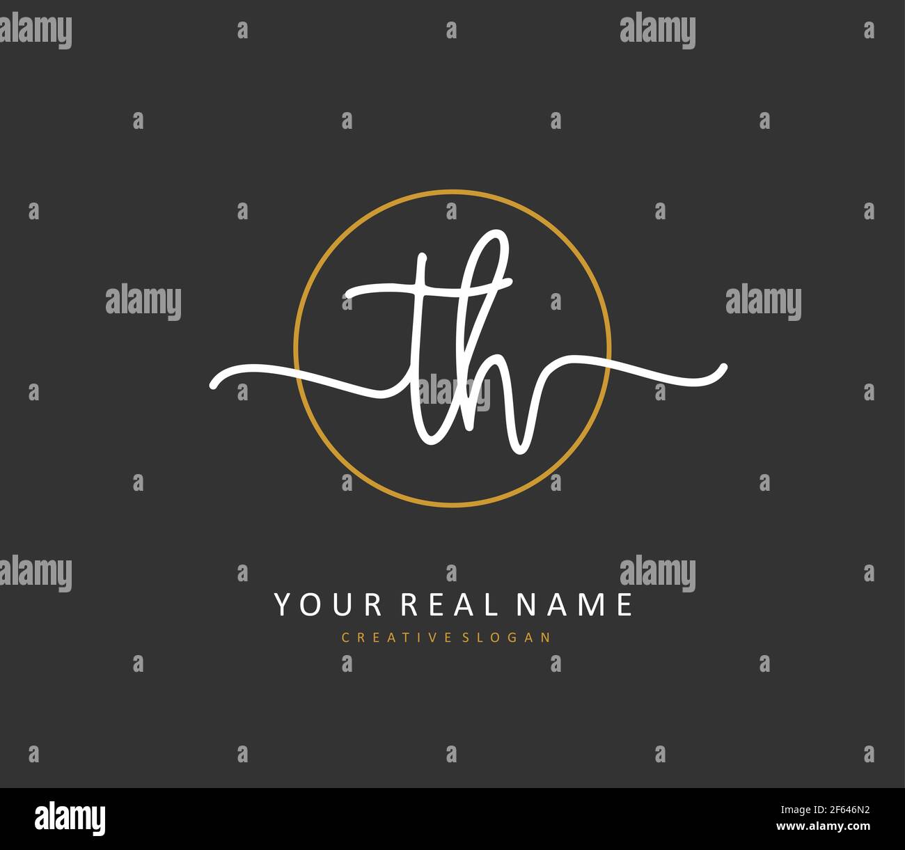 T H TH Initial letter handwriting and signature logo. A concept ...