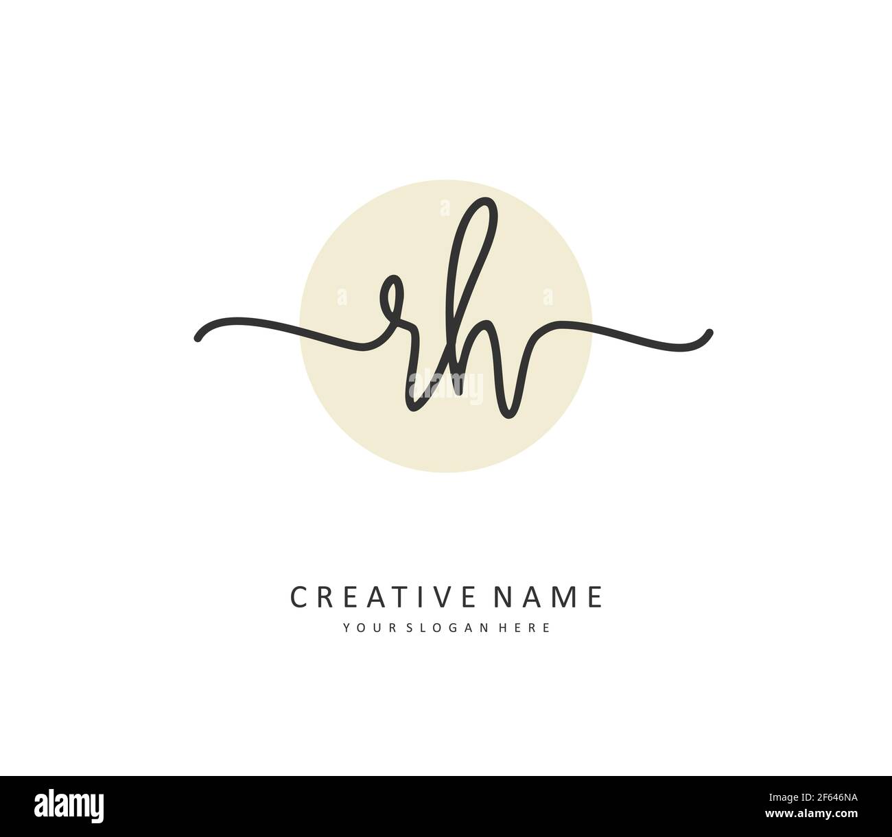 R H RH Initial letter handwriting and signature logo. A concept ...