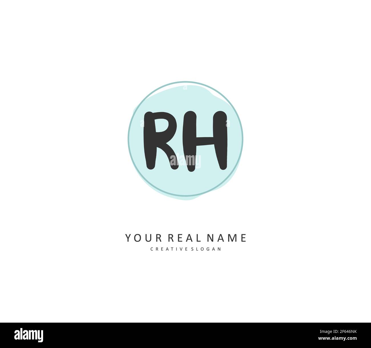 R H RH Initial letter handwriting and signature logo. A concept ...