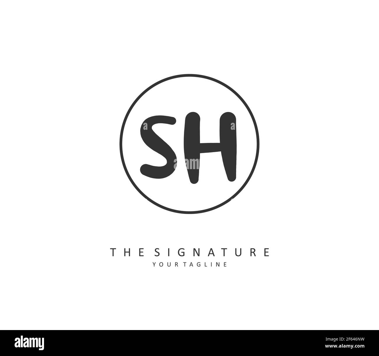 S H SH Initial letter handwriting and signature logo. A concept ...