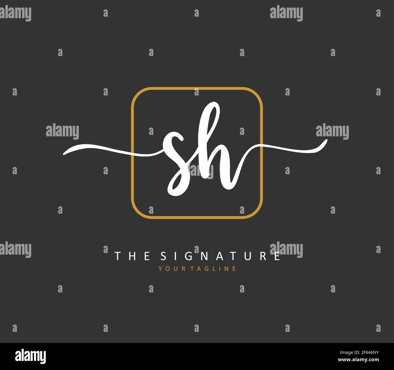 S H SH Initial letter handwriting and signature logo. A concept ...