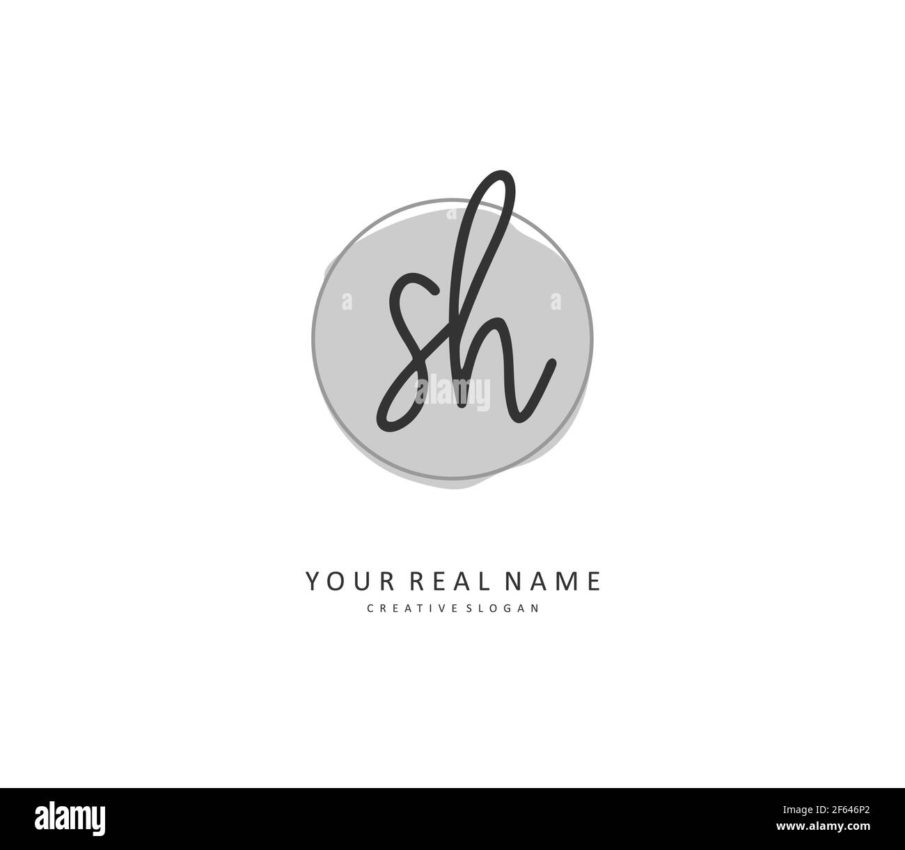 S H SH Initial letter handwriting and signature logo. A concept ...