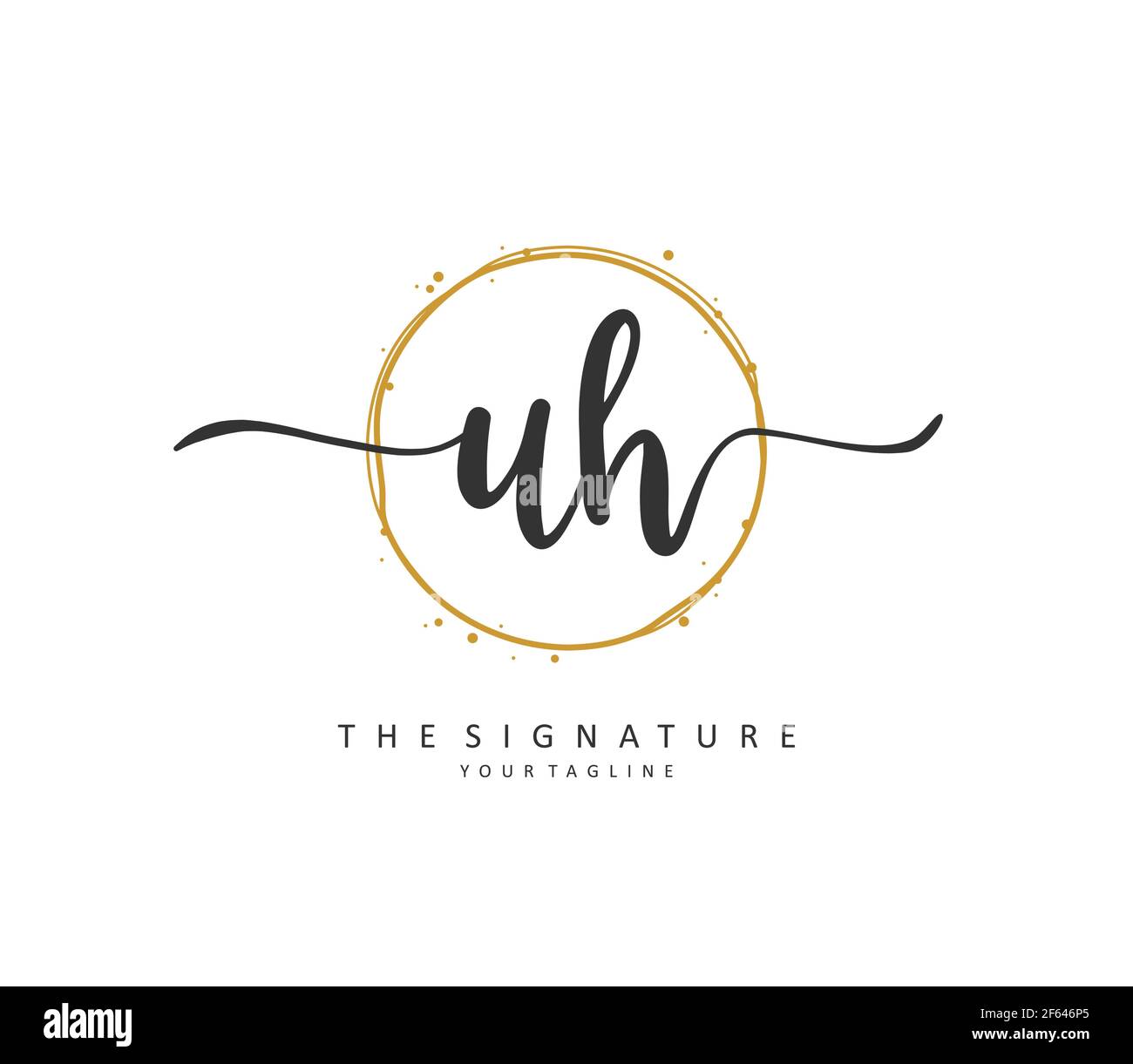 U H UH Initial letter handwriting and signature logo. A concept ...