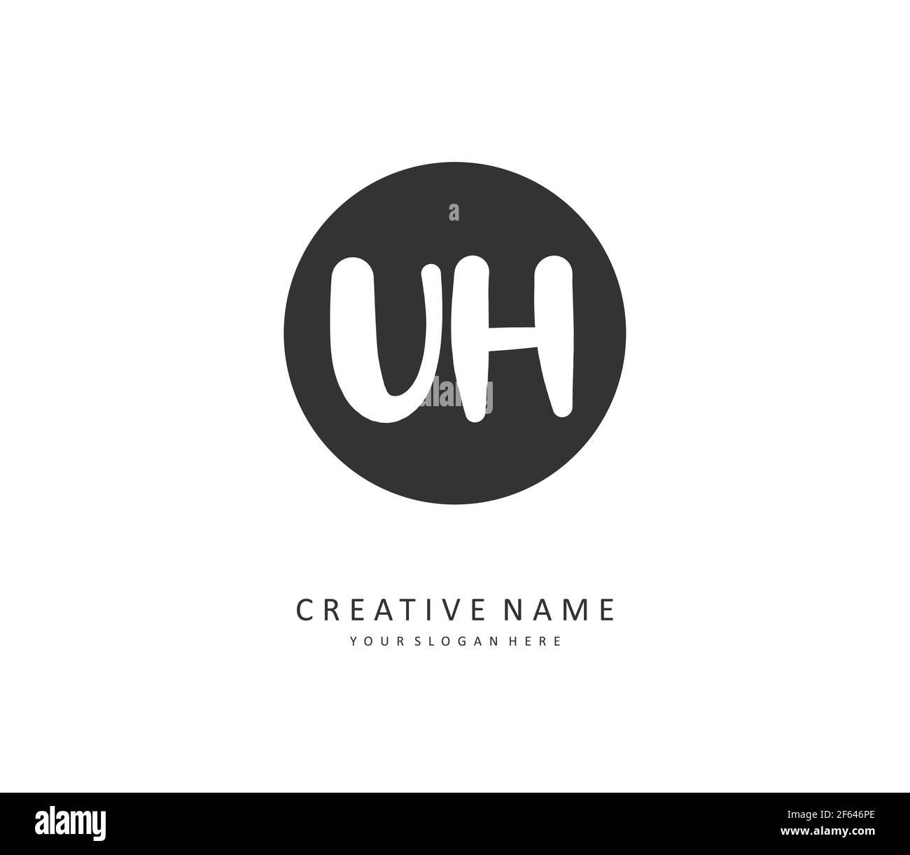 U H UH Initial letter handwriting and signature logo. A concept ...