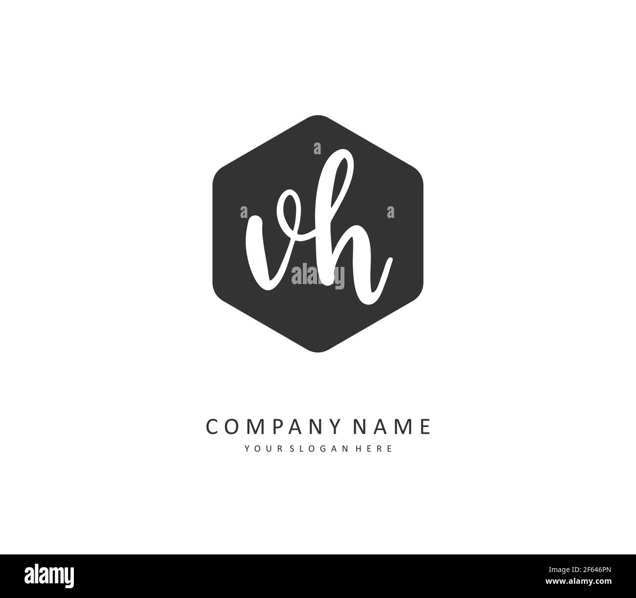 V H VH Initial letter handwriting and signature logo. A concept ...