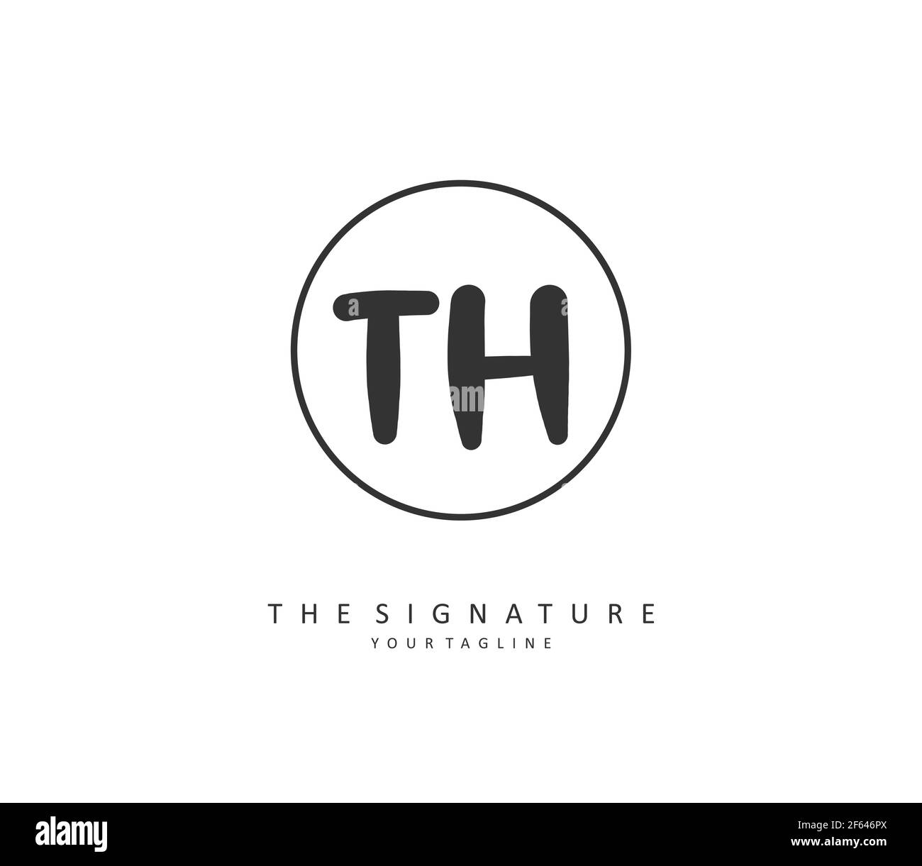 T H TH Initial letter handwriting and signature logo. A concept ...