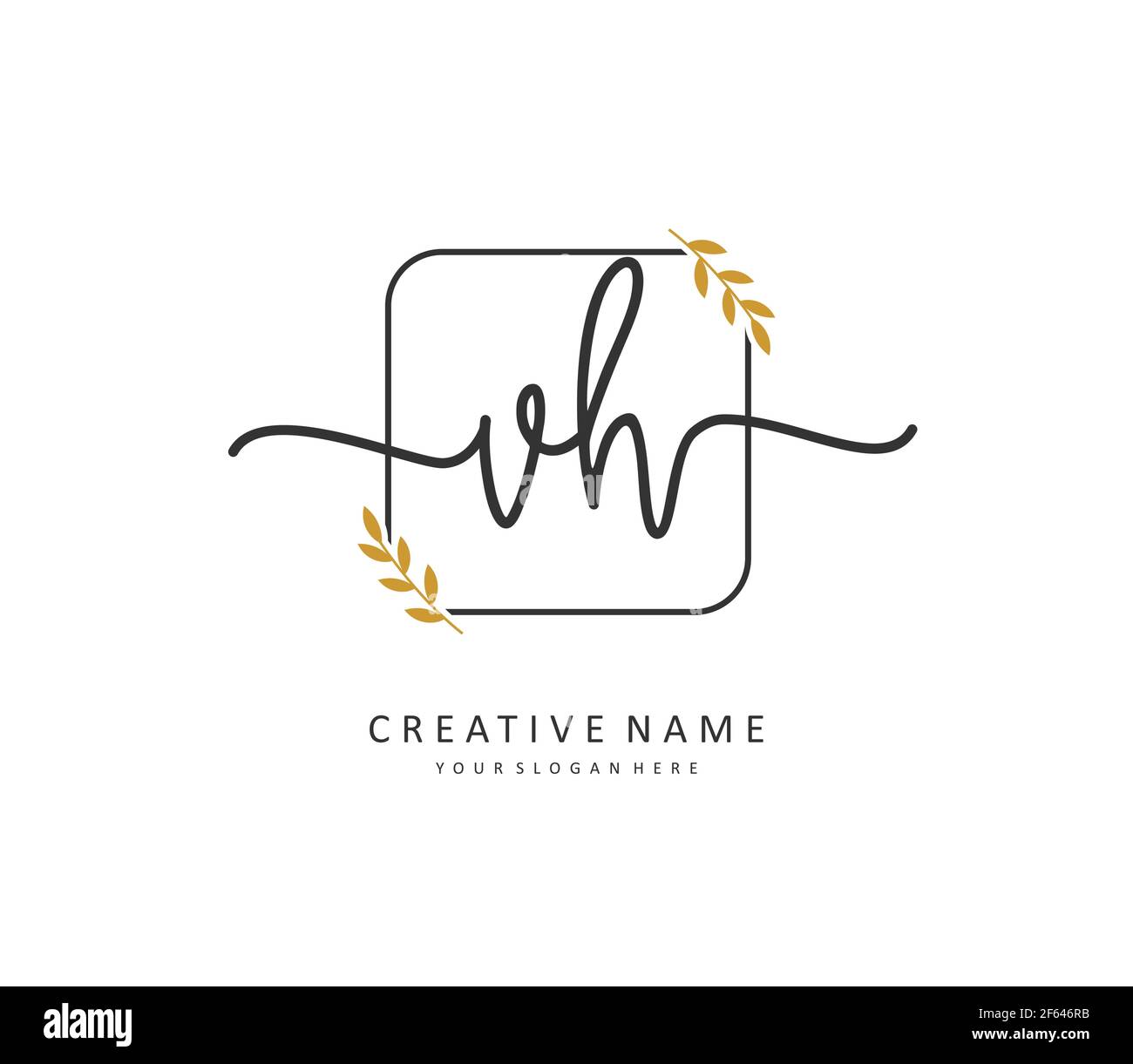 V H VH Initial letter handwriting and signature logo. A concept ...