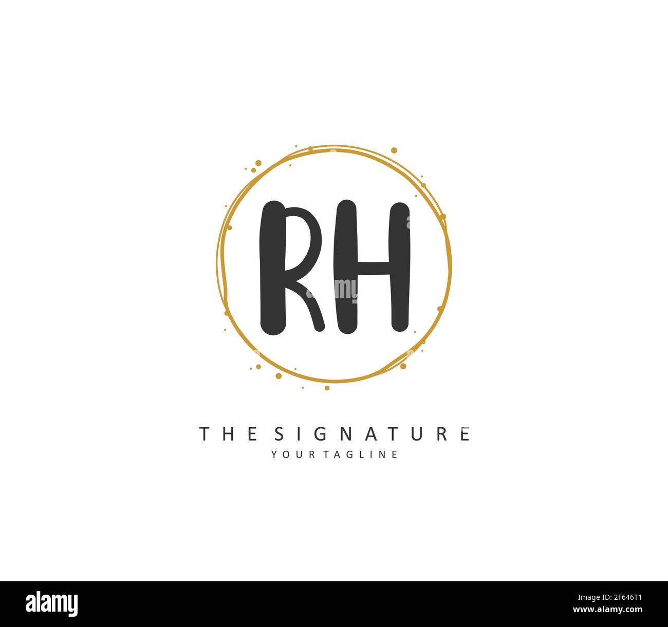 R H RH Initial letter handwriting and signature logo. A concept ...