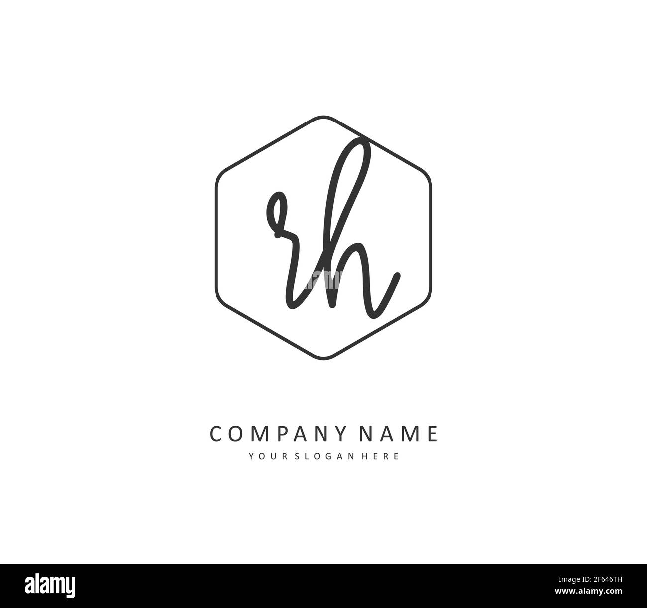 R H RH Initial letter handwriting and signature logo. A concept ...