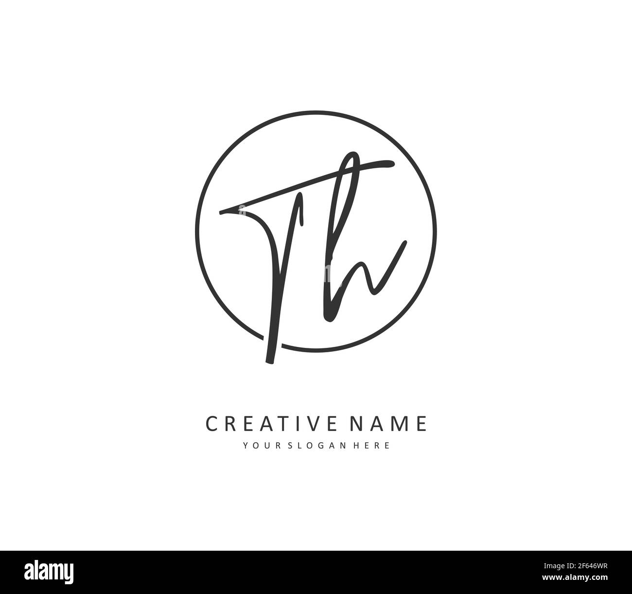 T H TH Initial letter handwriting and signature logo. A concept ...