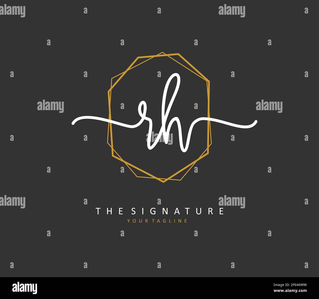 R H RH Initial letter handwriting and signature logo. A concept ...