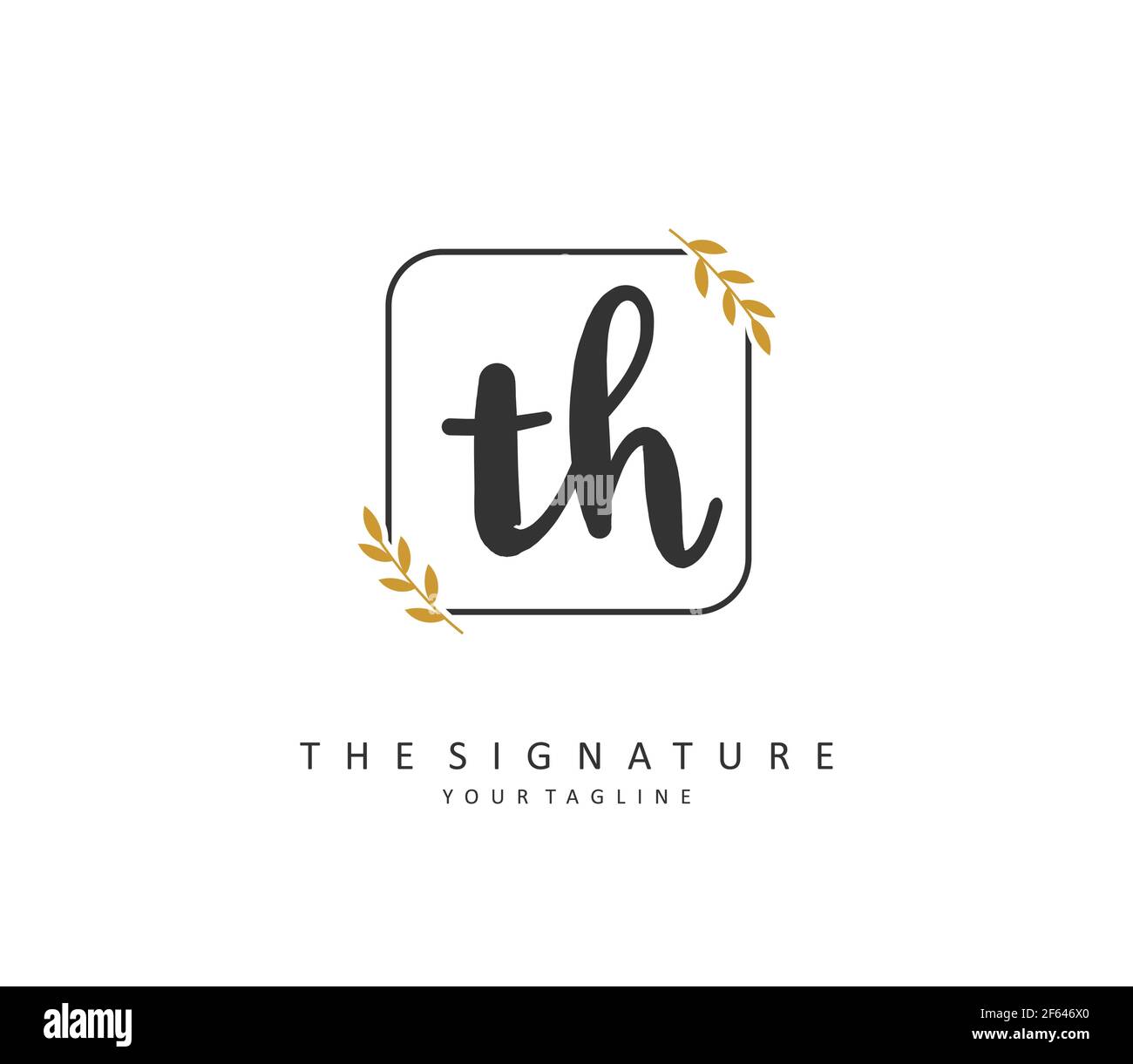 T H TH Initial letter handwriting and signature logo. A concept ...