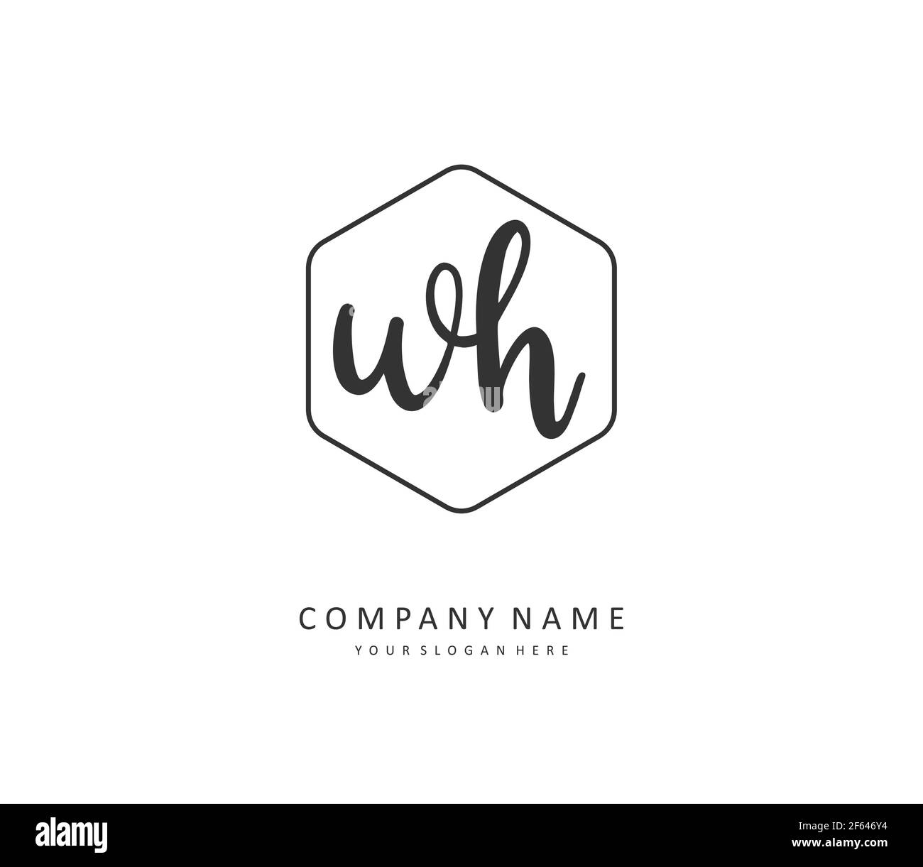 W H WH Initial letter handwriting and signature logo. A concept ...