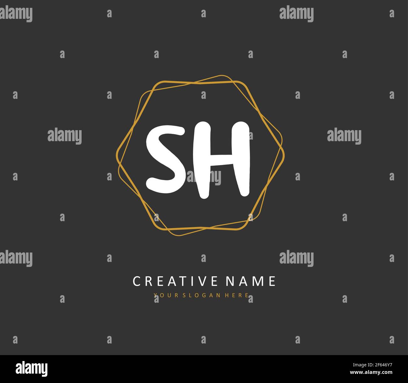 S H SH Initial letter handwriting and signature logo. A concept ...