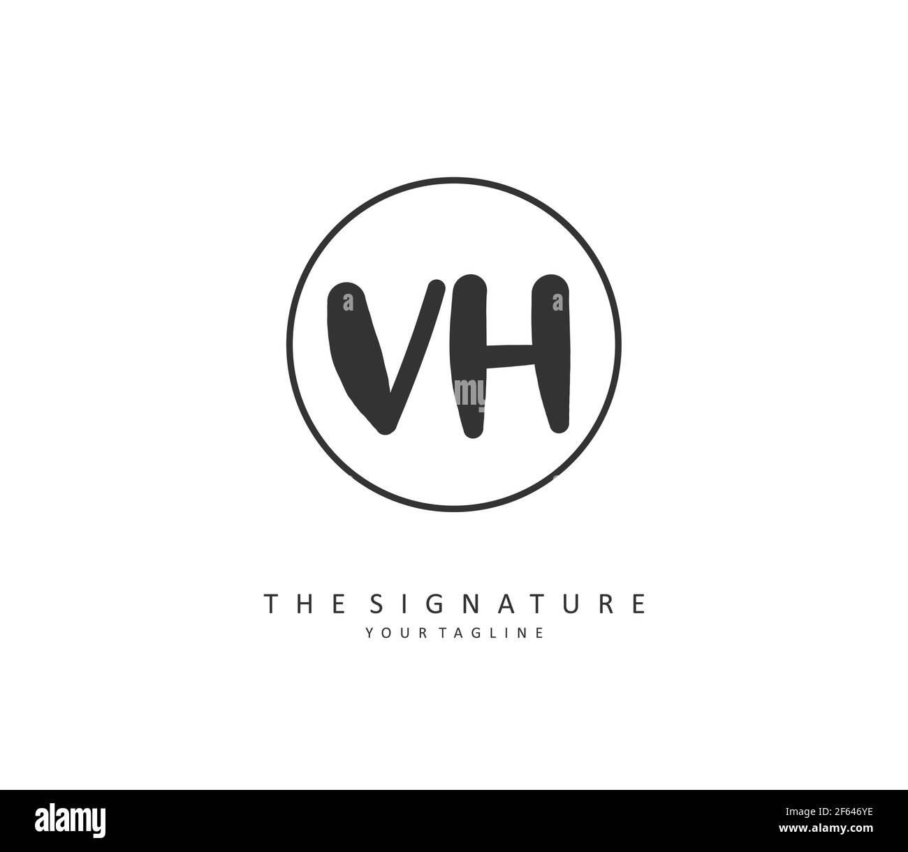 V H VH Initial letter handwriting and signature logo. A concept ...