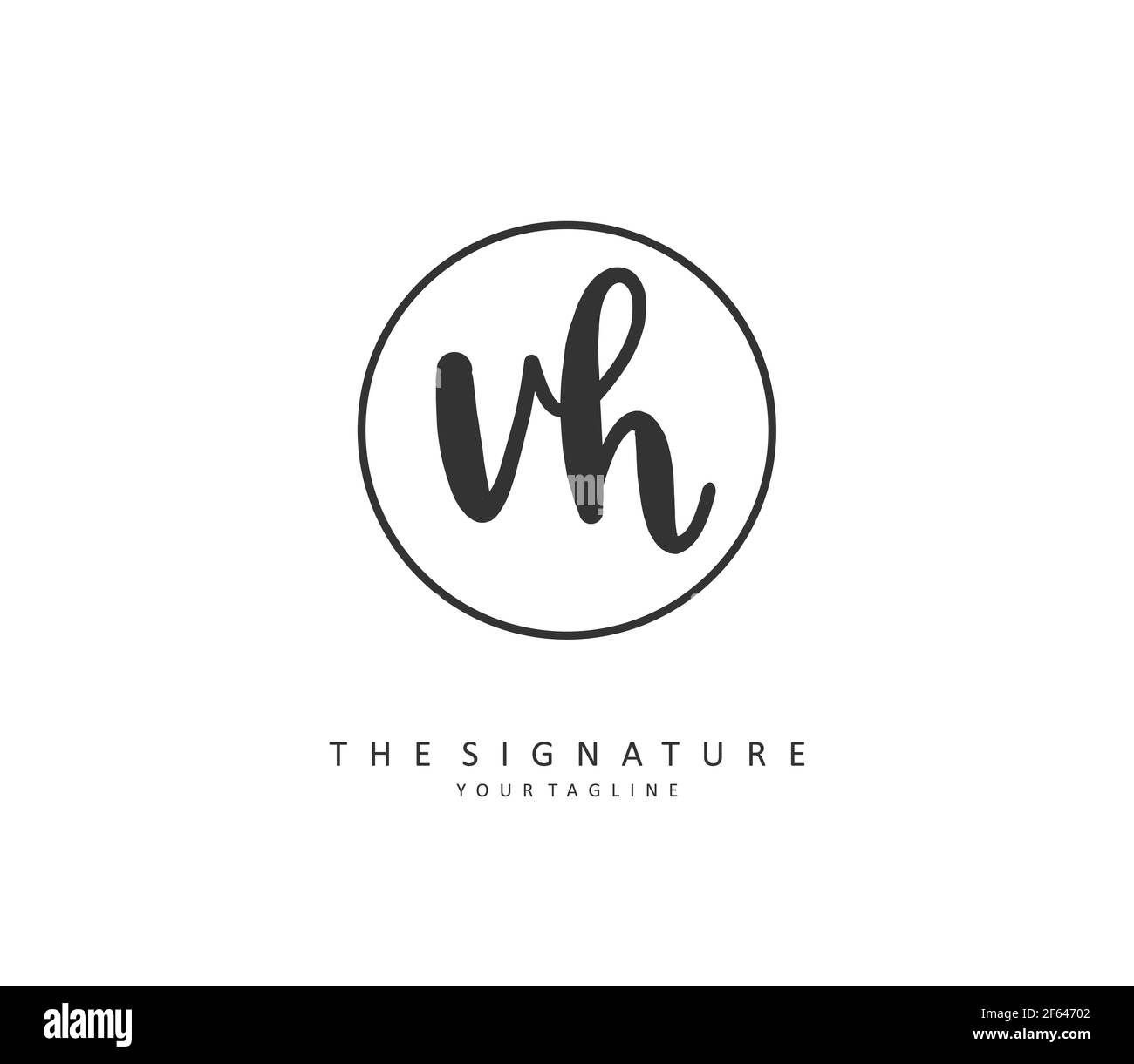 V H VH Initial letter handwriting and signature logo. A concept ...