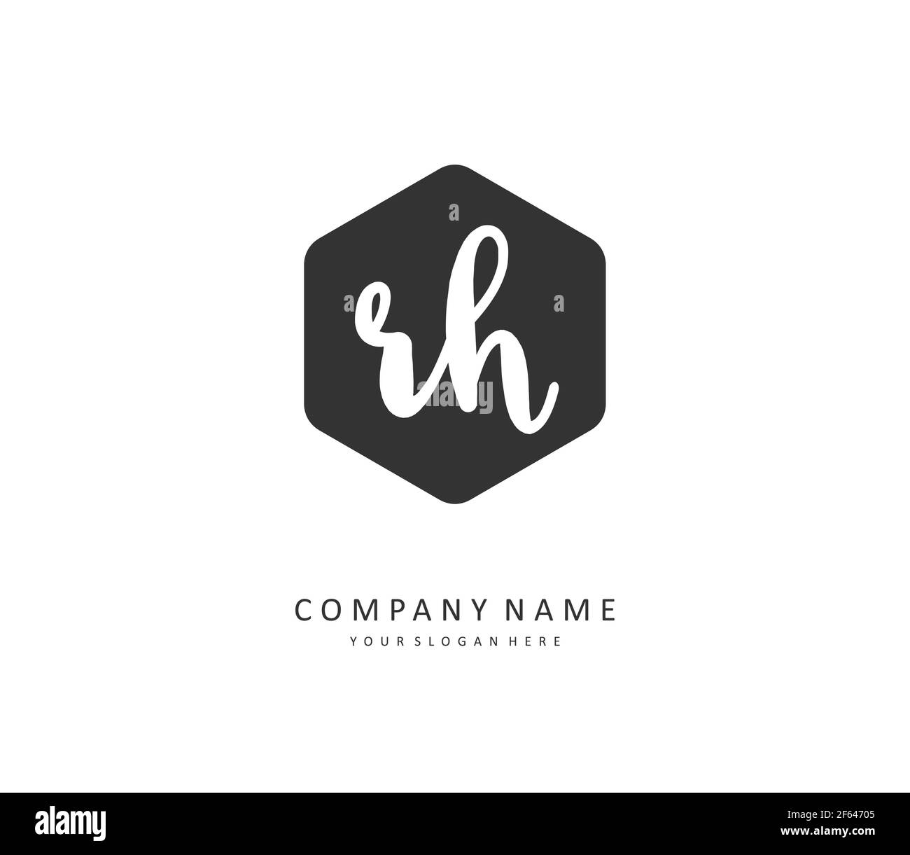 R H RH Initial letter handwriting and signature logo. A concept ...