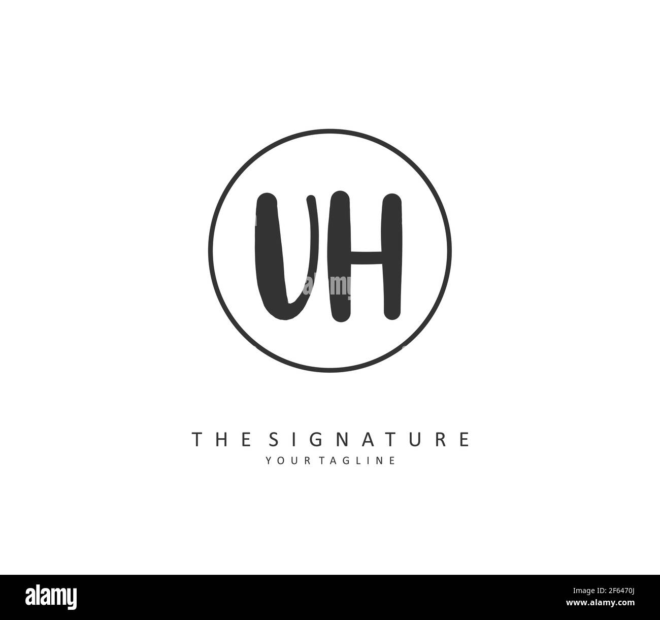 U H UH Initial letter handwriting and signature logo. A concept ...