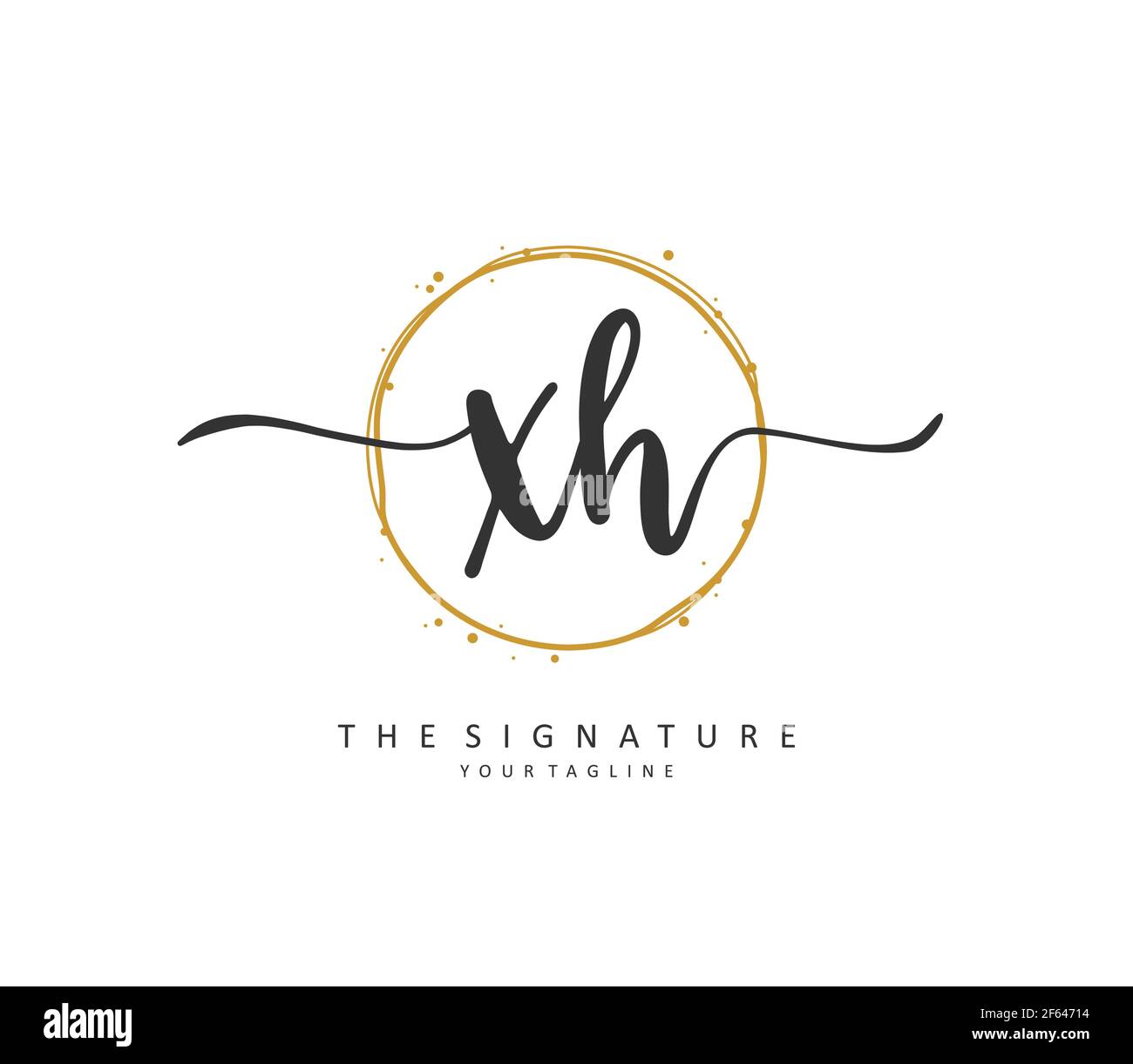 X H XH Initial letter handwriting and signature logo. A concept ...