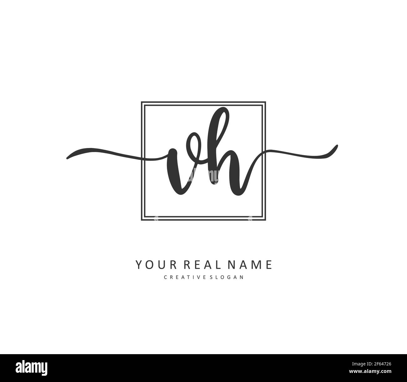 V H VH Initial letter handwriting and signature logo. A concept ...
