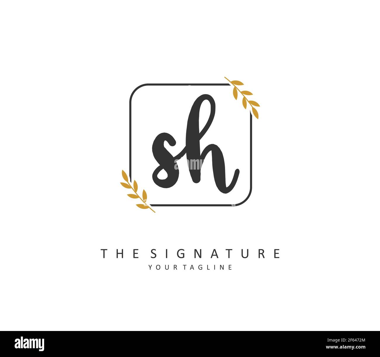 S H SH Initial letter handwriting and signature logo. A concept ...