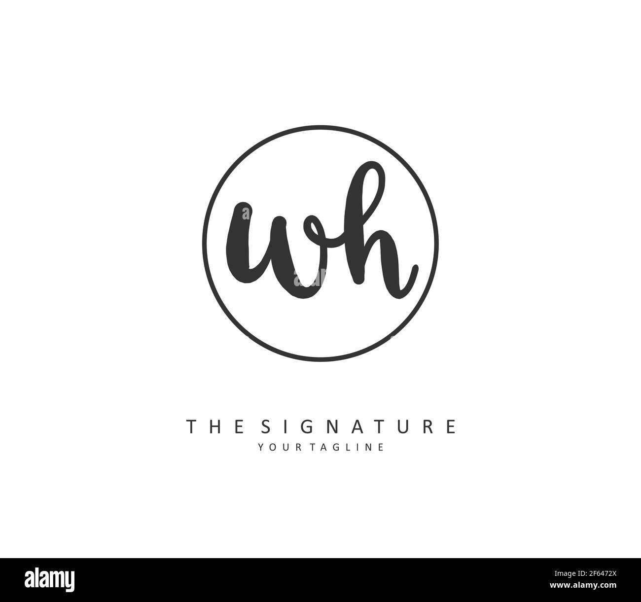 W H WH Initial letter handwriting and signature logo. A concept ...