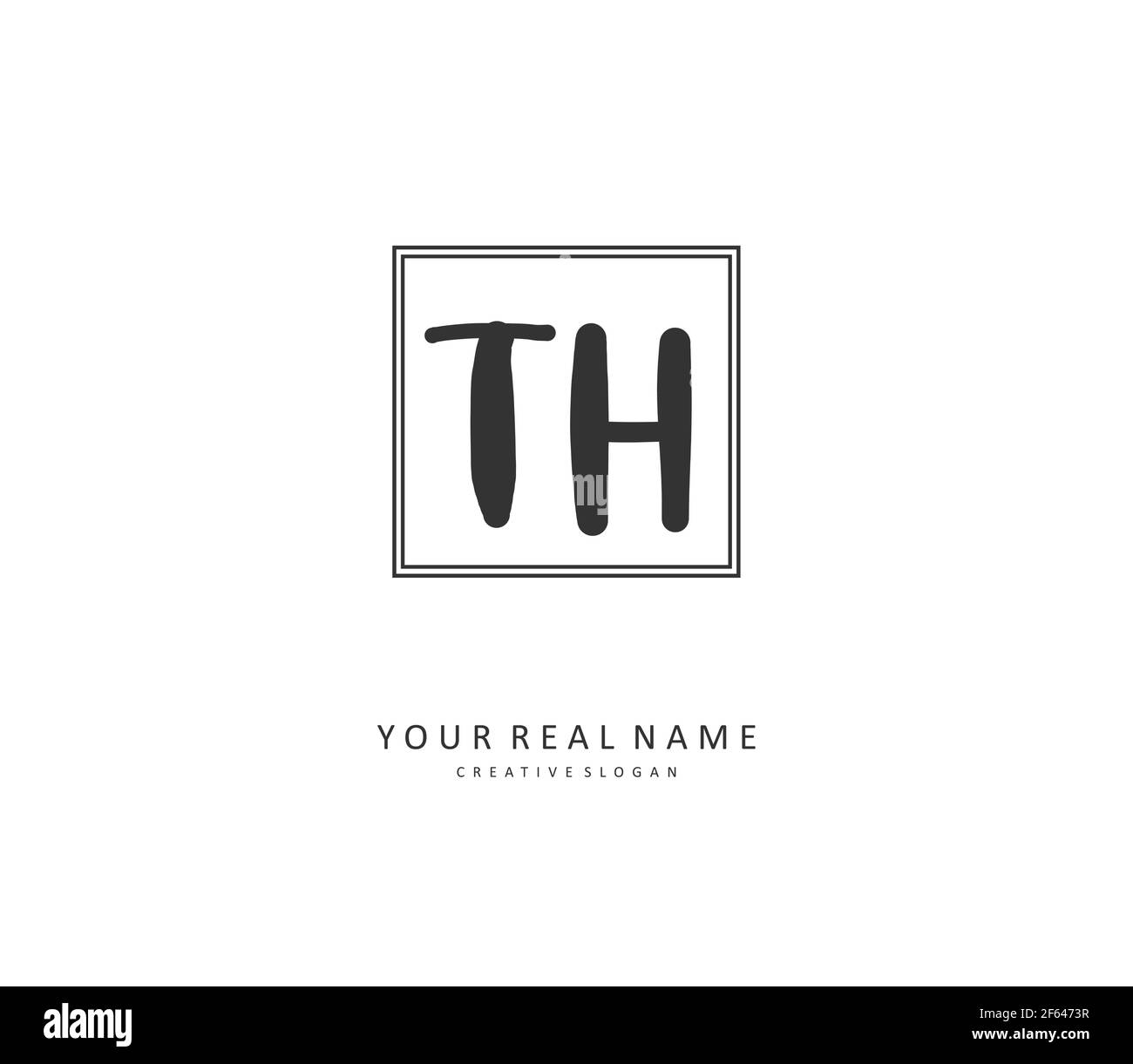 T H TH Initial letter handwriting and signature logo. A concept ...