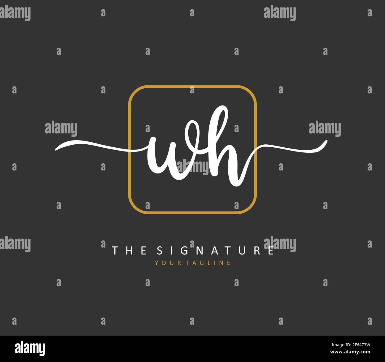 W H WH Initial letter handwriting and signature logo. A concept ...