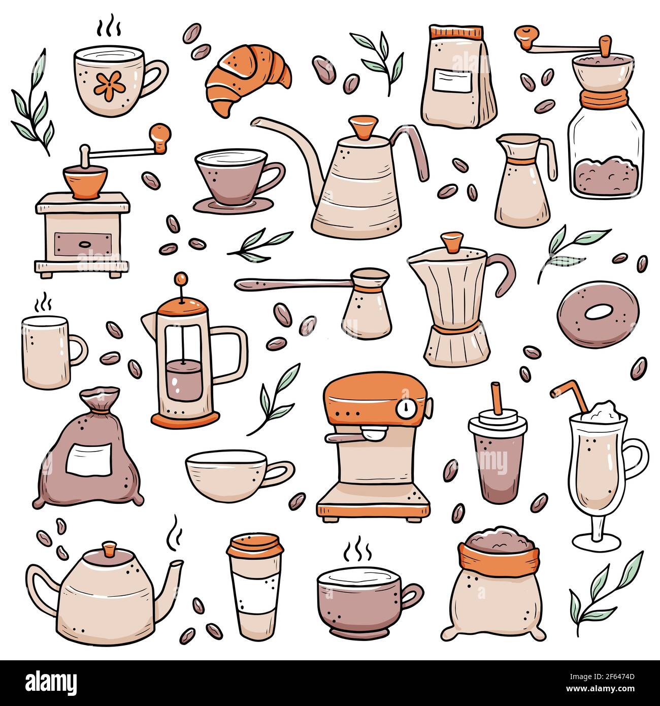 Hand drawn coffee pot Stock Vector Images - Alamy