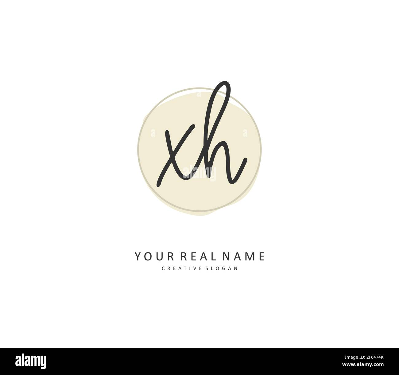 X H XH Initial letter handwriting and signature logo. A concept ...