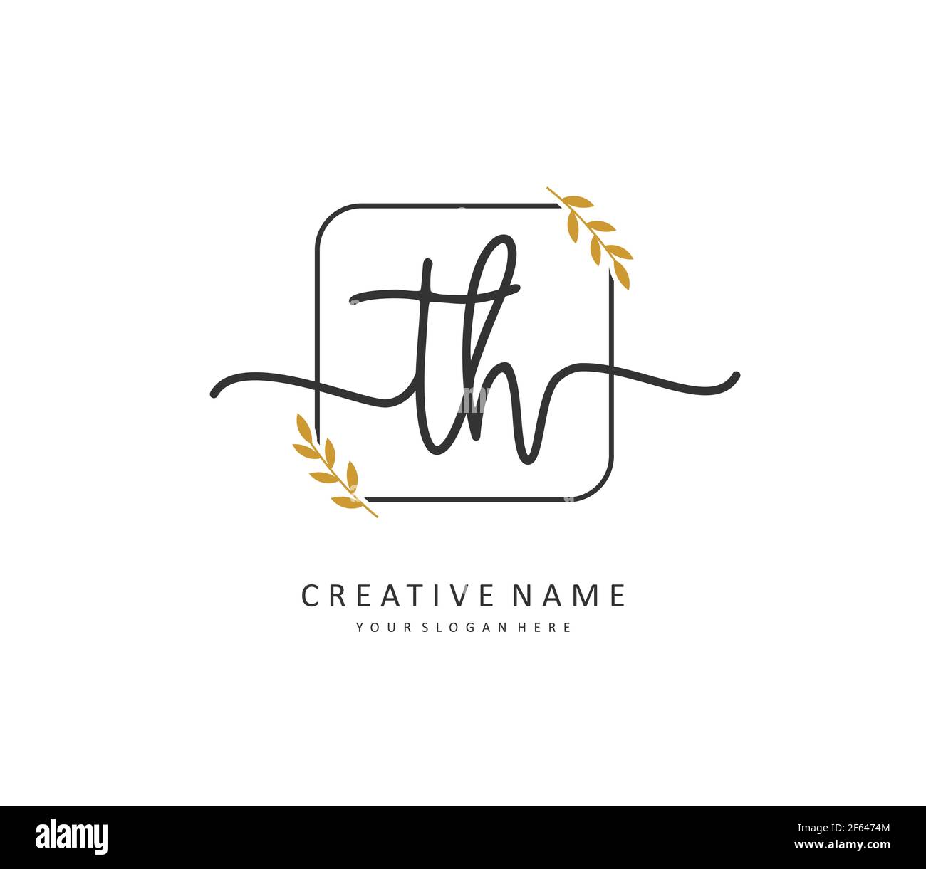 T H TH Initial letter handwriting and signature logo. A concept ...