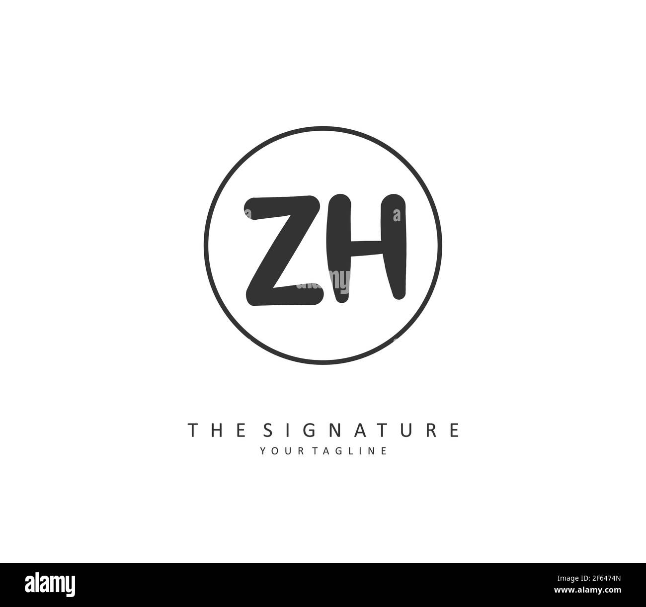 Z H ZH Initial letter handwriting and signature logo. A concept ...