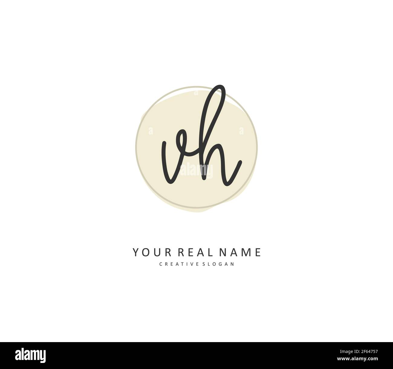 V H VH Initial letter handwriting and signature logo. A concept ...
