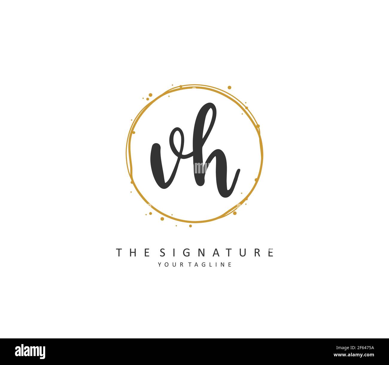 V H VH Initial letter handwriting and signature logo. A concept ...