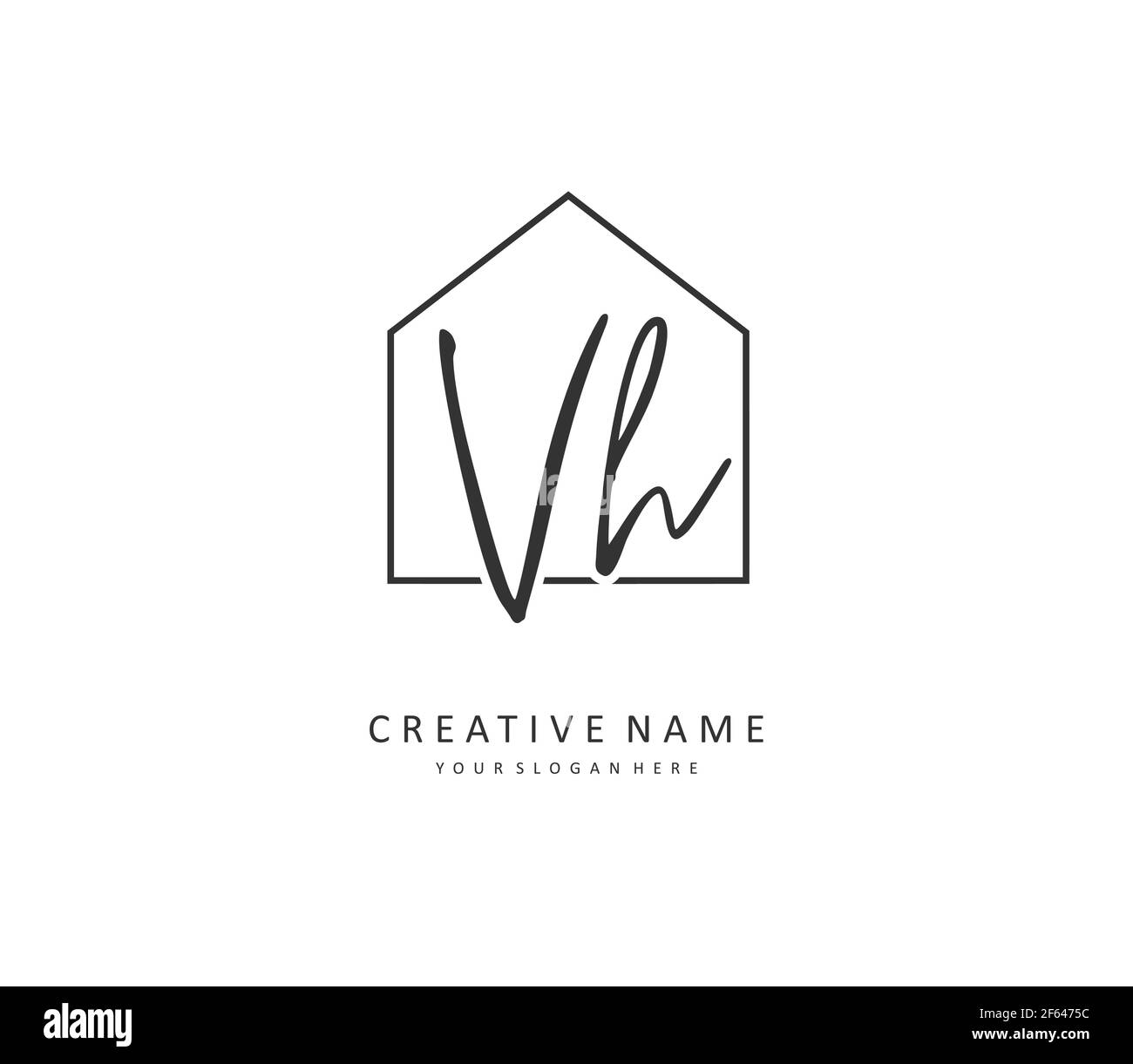 V H VH Initial letter handwriting and signature logo. A concept ...