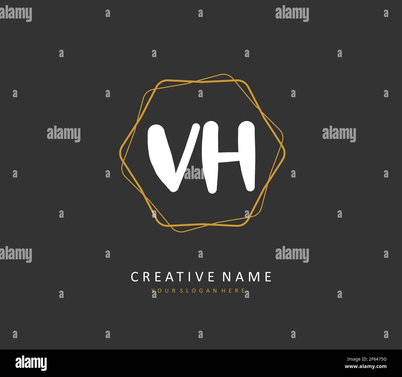 V H VH Initial letter handwriting and signature logo. A concept ...