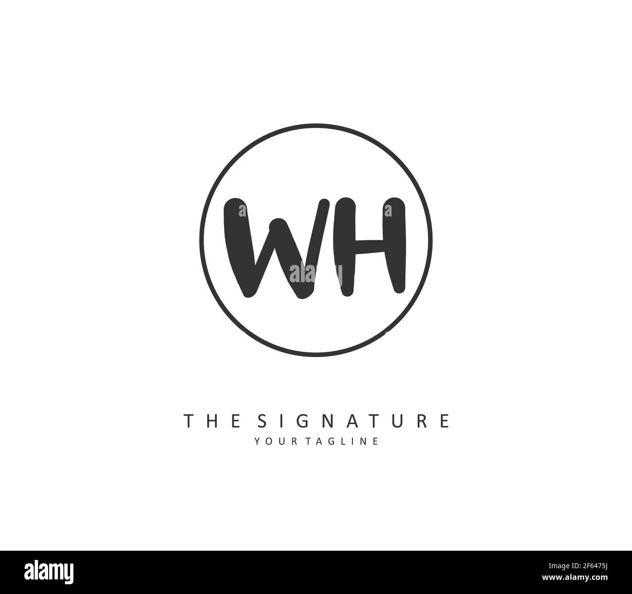 W H WH Initial letter handwriting and signature logo. A concept ...