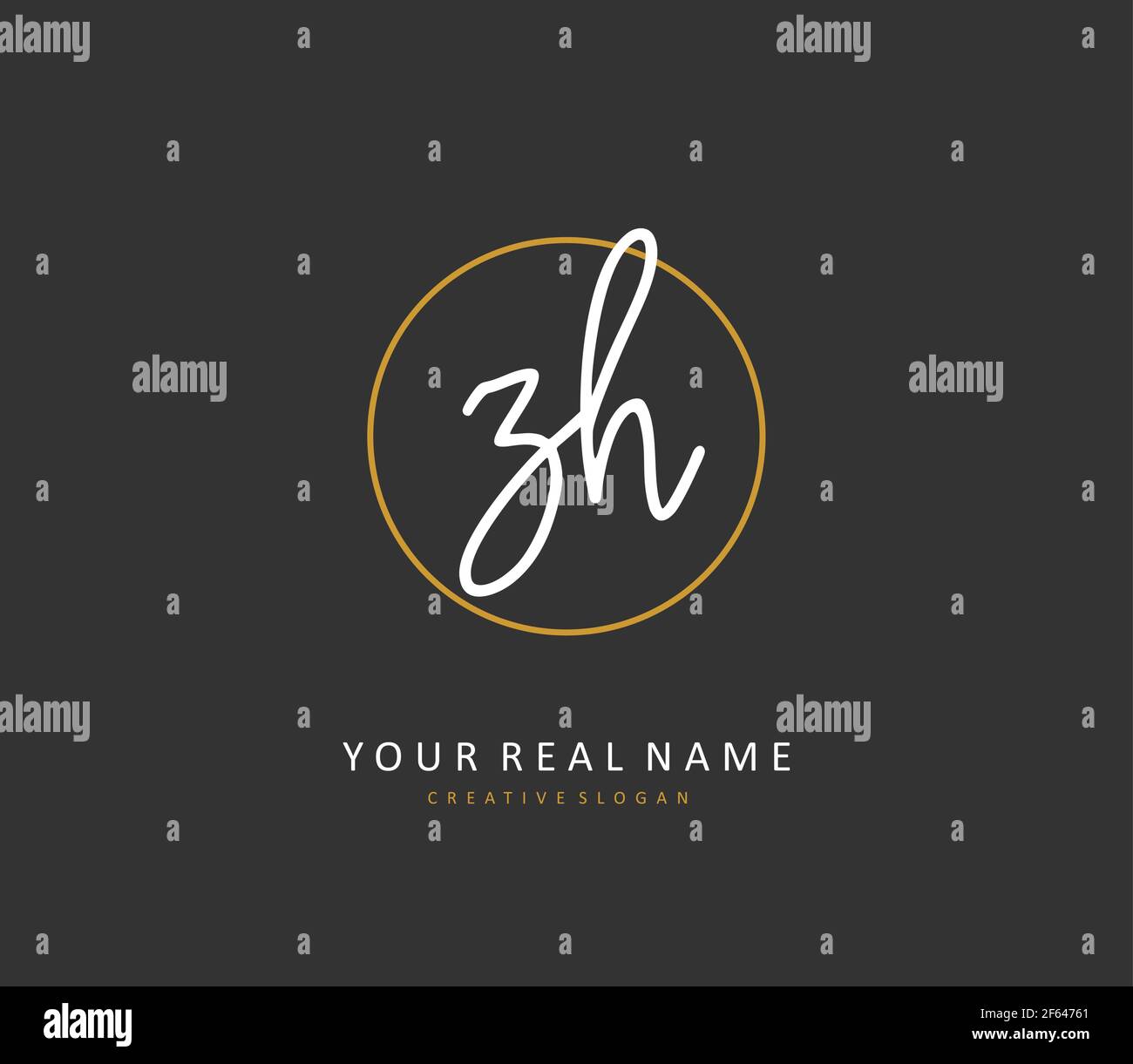 Z H ZH Initial letter handwriting and signature logo. A concept ...