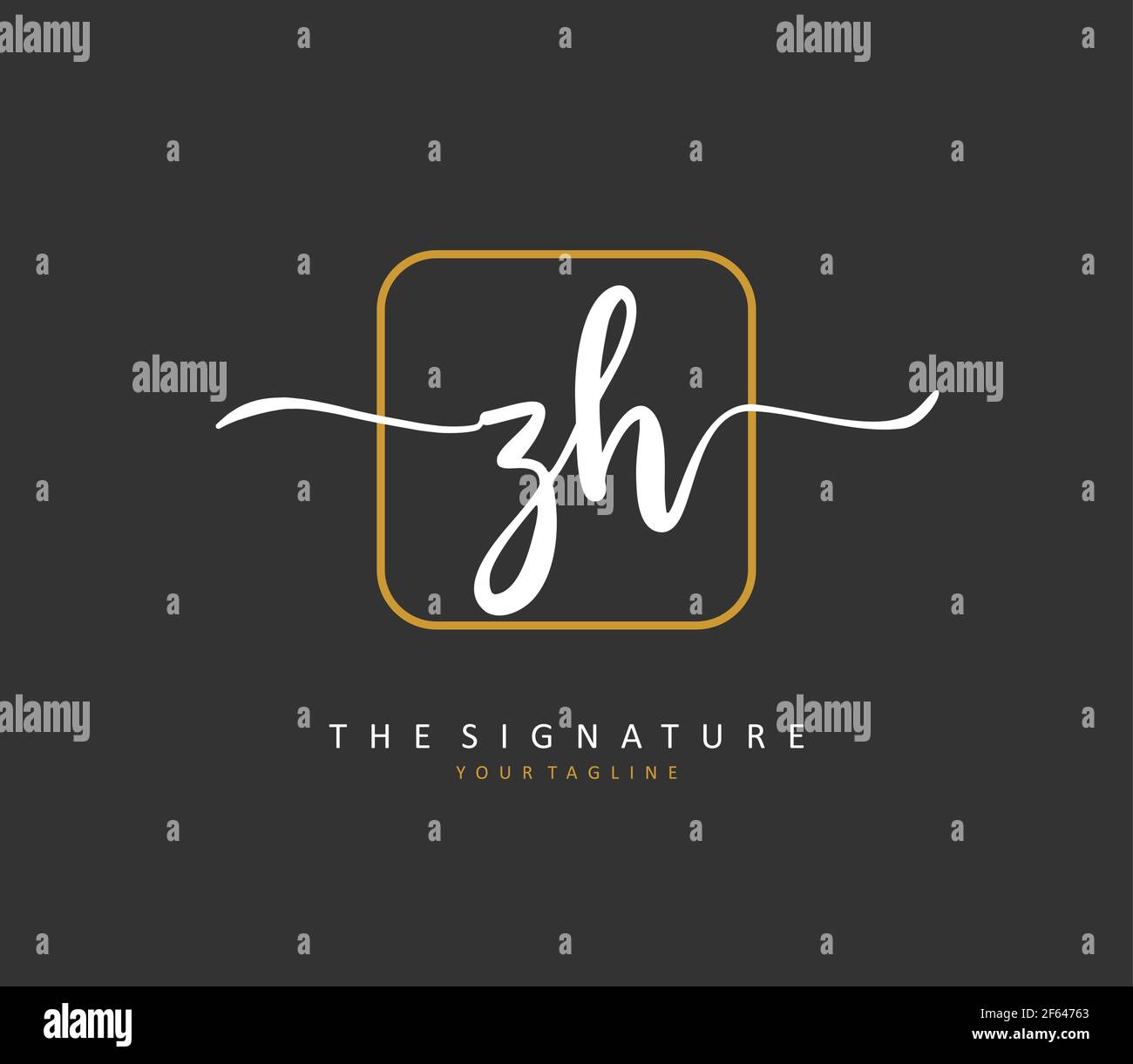 Z H ZH Initial letter handwriting and signature logo. A concept ...