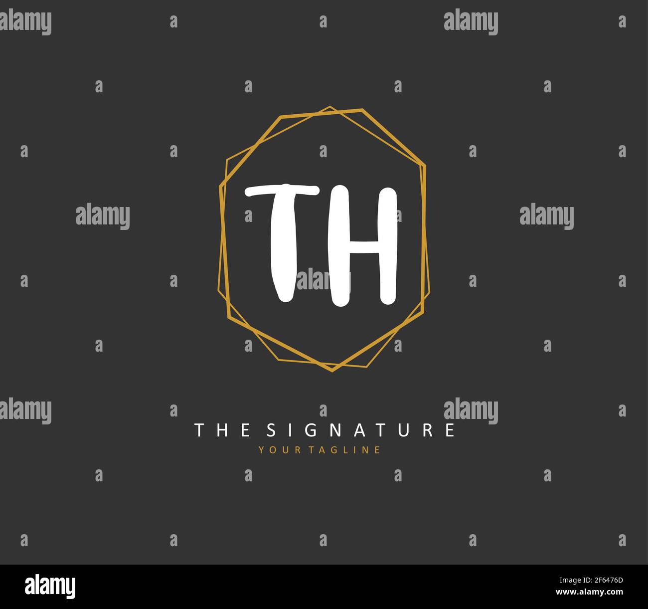 T H TH Initial letter handwriting and signature logo. A concept ...