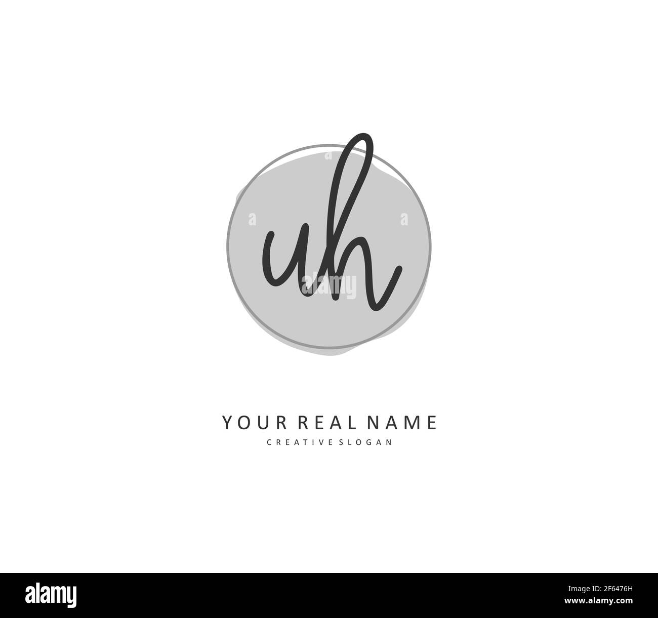 U H UH Initial letter handwriting and signature logo. A concept ...