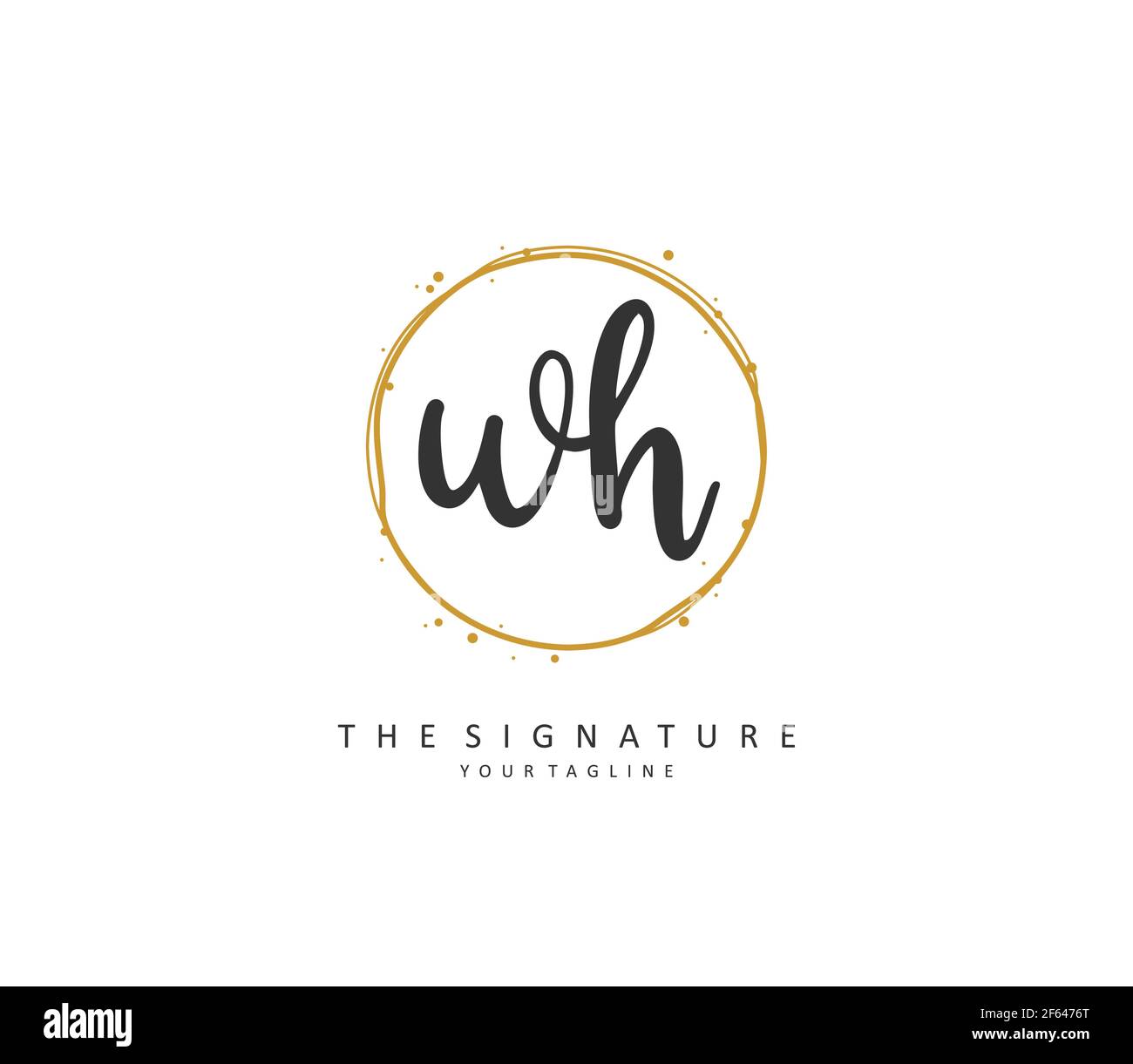 W H WH Initial letter handwriting and signature logo. A concept ...