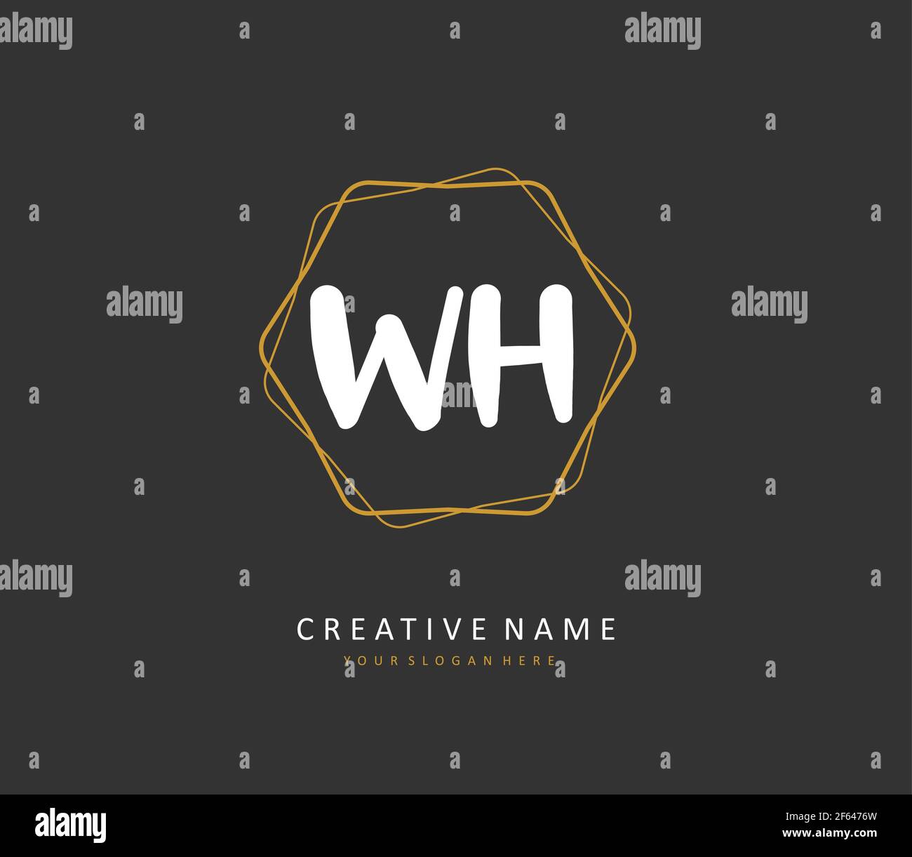 W H WH Initial letter handwriting and signature logo. A concept ...