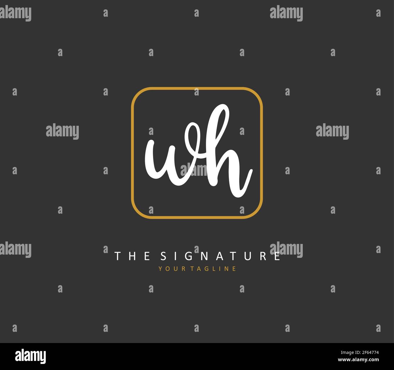 W H WH Initial letter handwriting and signature logo. A concept ...