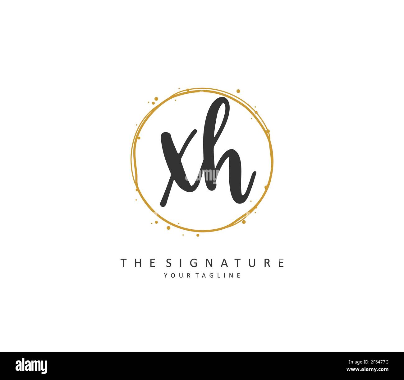 X H XH Initial letter handwriting and signature logo. A concept ...
